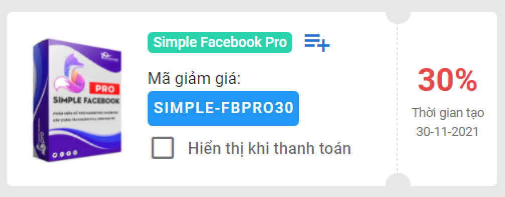 Mã giảm giá Simple Facebook PRO giảm 10-50% cập nhật mới nhất hiện nay