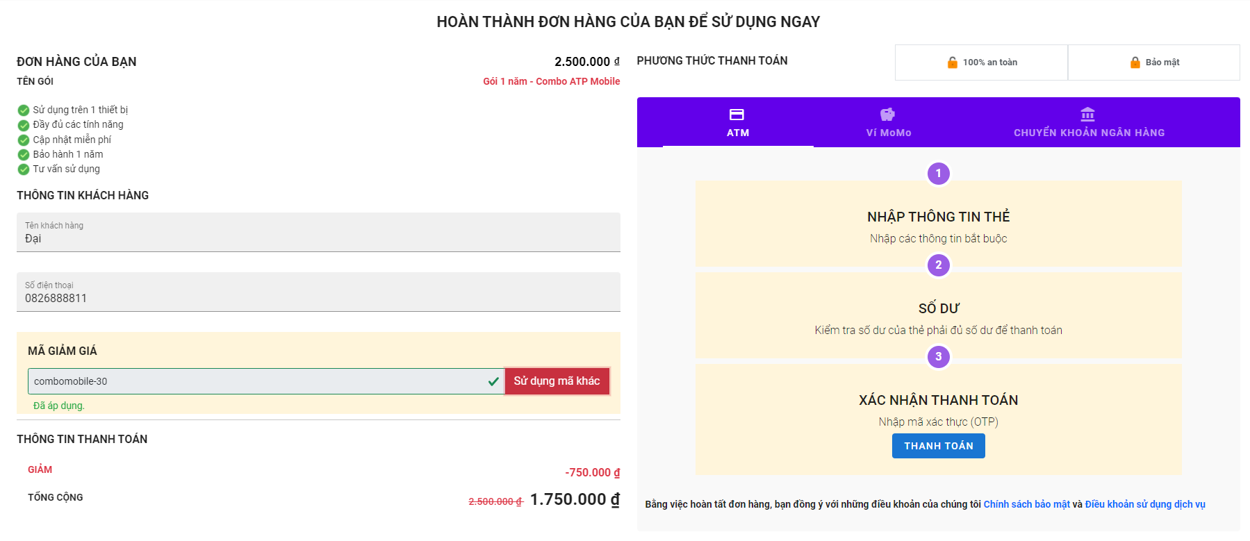 Mã giảm giá Combo ATP Mobile giảm 10-50% cập nhật mới nhất hiện nay | ATP Software