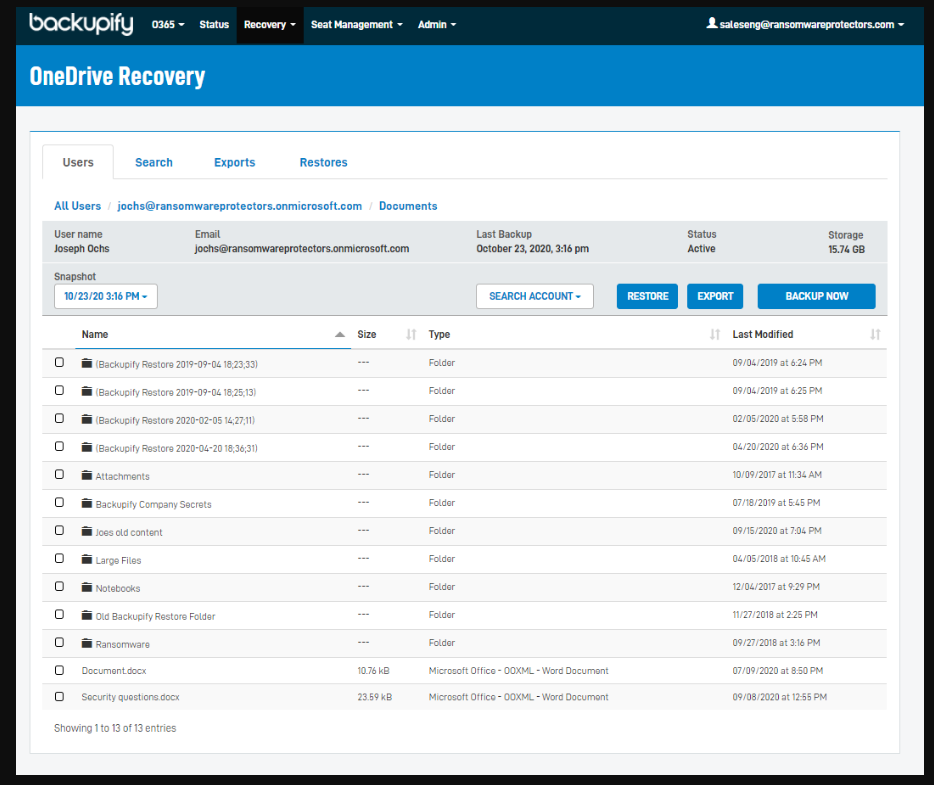 Datto Backupify - Quản Lý Dữ liệu - 2024 - ATP Software